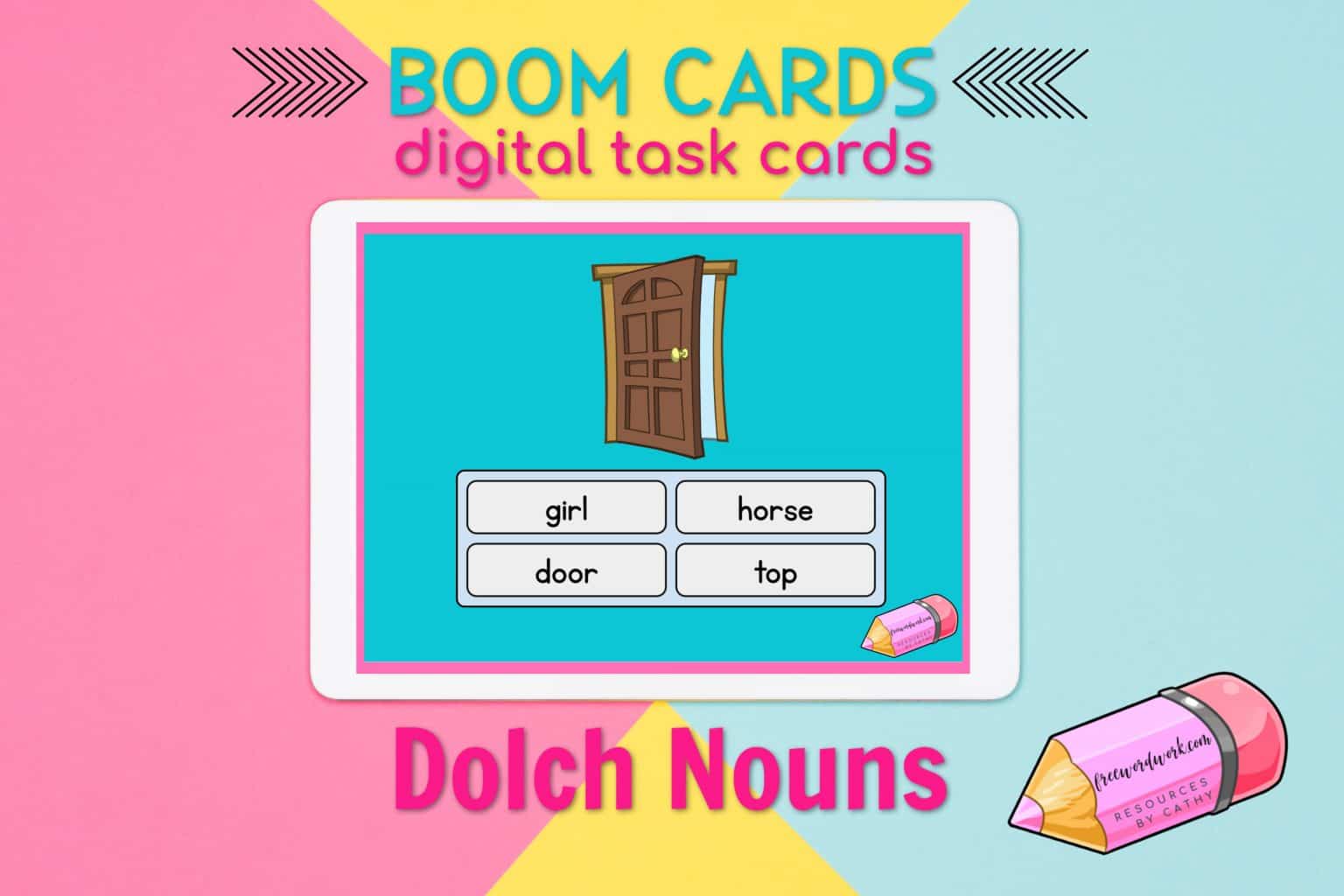 Dolch Noun Boom Cards - Free Word Work