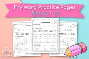 Fry Word Practice Pages (words 1 - 100) - Free Word Work