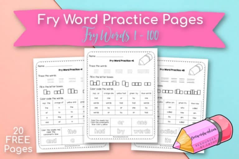 Fry Word Practice Pages (words 1 - 100) - Free Word Work