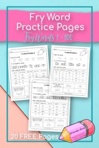 Fry Word Practice Pages (words 1 - 100) - Free Word Work