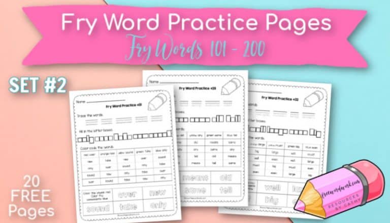 Fry Word Practice Pages (Words 201-300) - Free Word Work