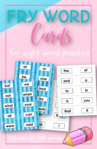 Fry Word Cards - Free Word Work