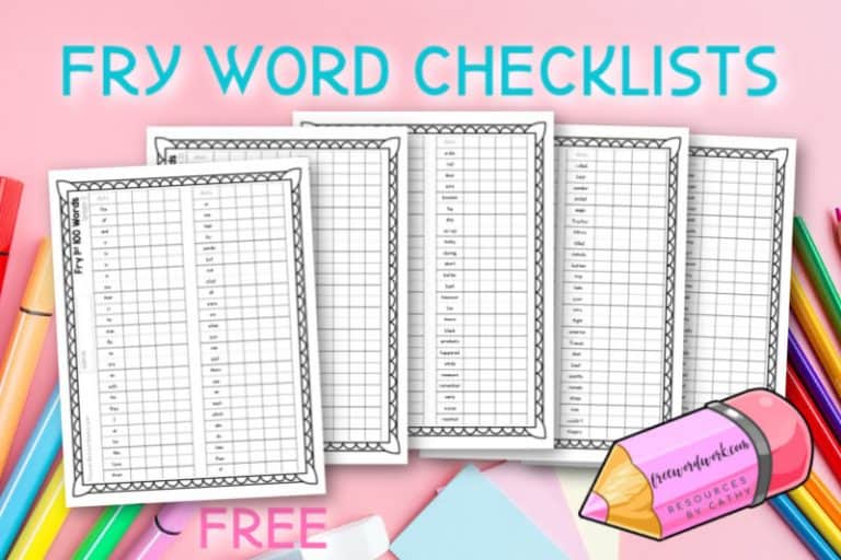 Fry Word Checklists - Free Word Work