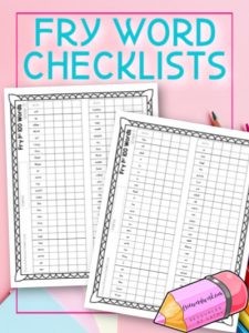 Fry Word Checklists - Free Word Work