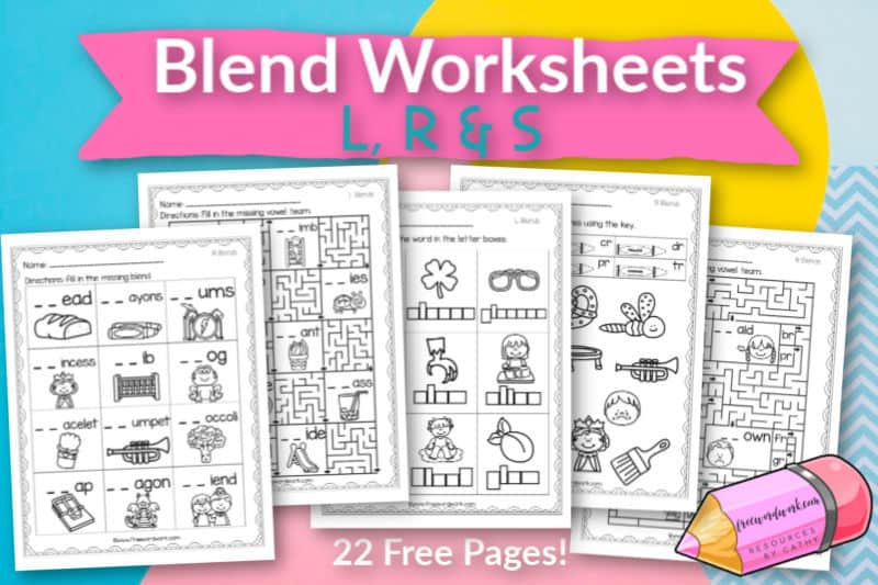 L, R & S Beginning Blend Worksheets - Free Word Work