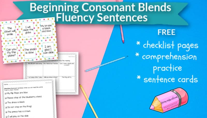 Beginning Consonant Blend Fluency Sentences - Free Word Work