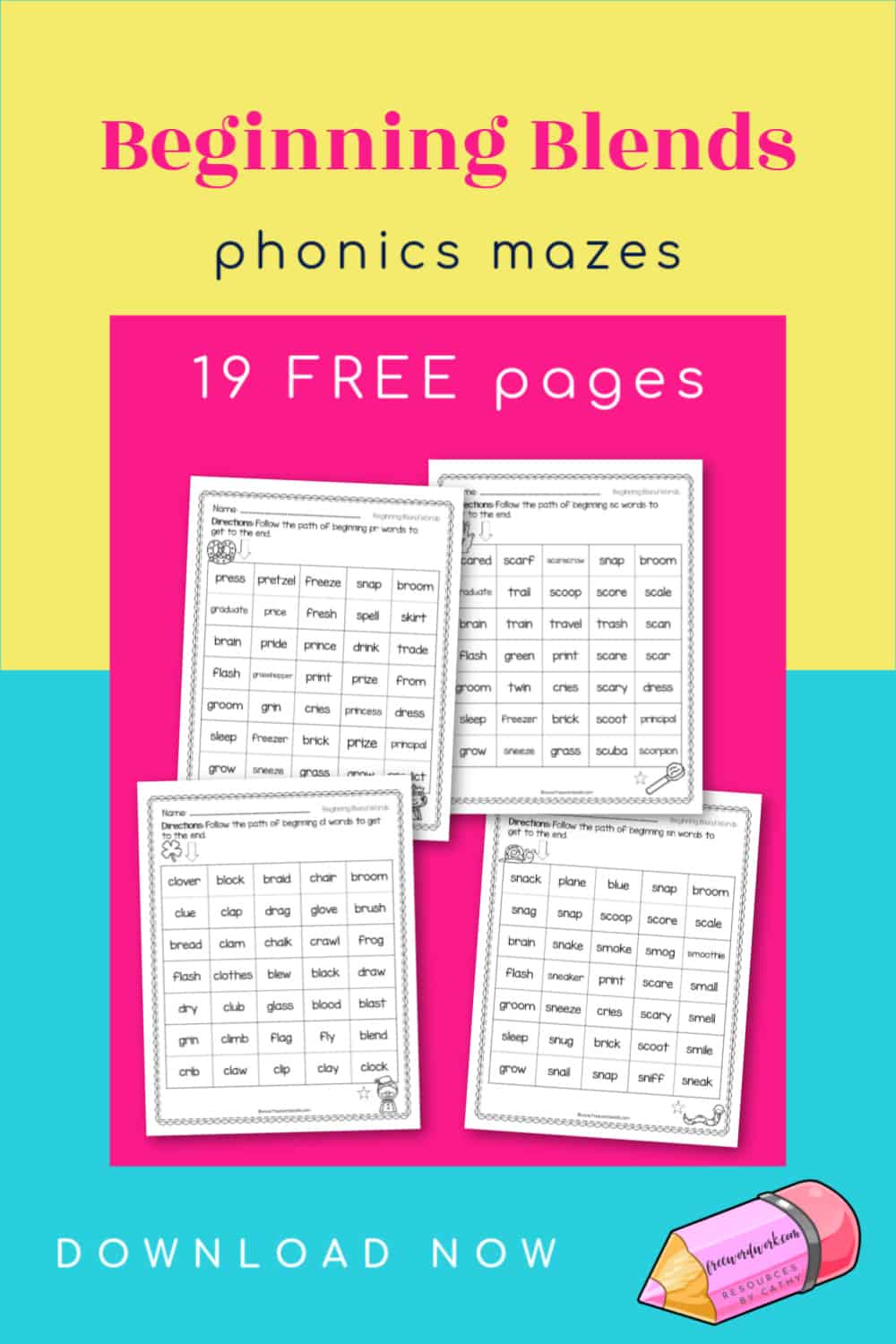 Reading Mazes: Beginning Blends Paths - Free Word Work