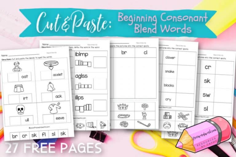 Beginning Blends Cut & Paste - Free Word Work