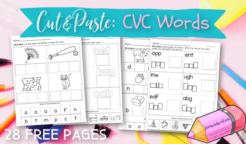 CVC Cut and Paste Practice - Free Word Work