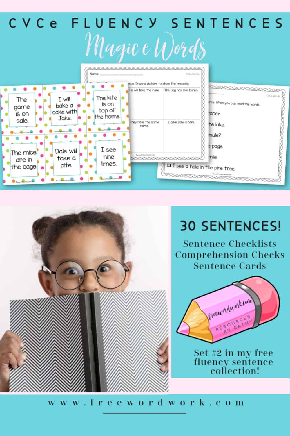 CVCe Fluency Sentences (Magic e) - Free Word Work