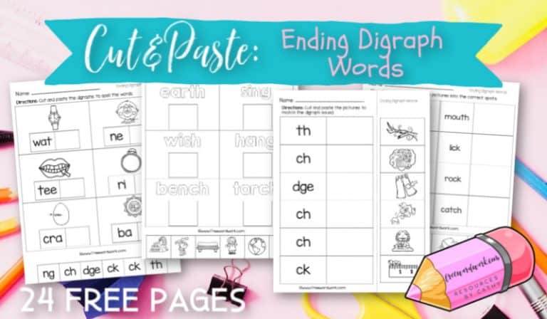 Ending Digraph Flashcards - Free Word Work