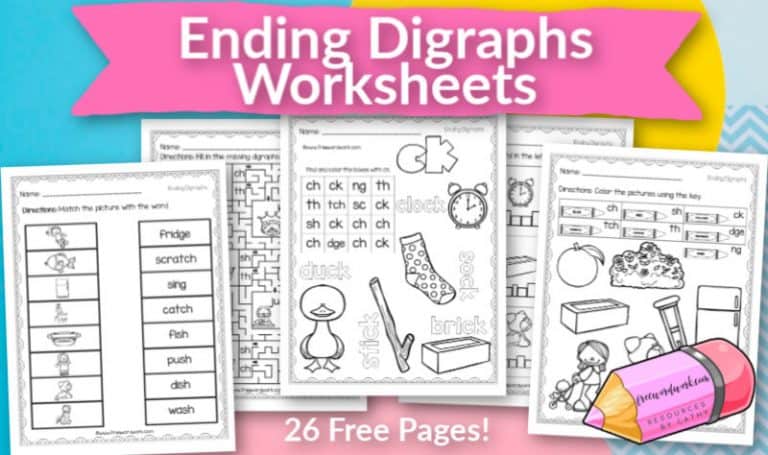Ending Digraph Flashcards - Free Word Work