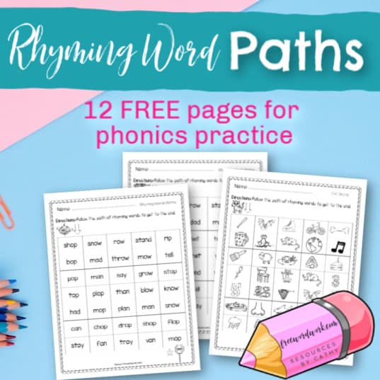 Rhyming Word Paths Free Word Work Rhyming Word Paths Free Word Work