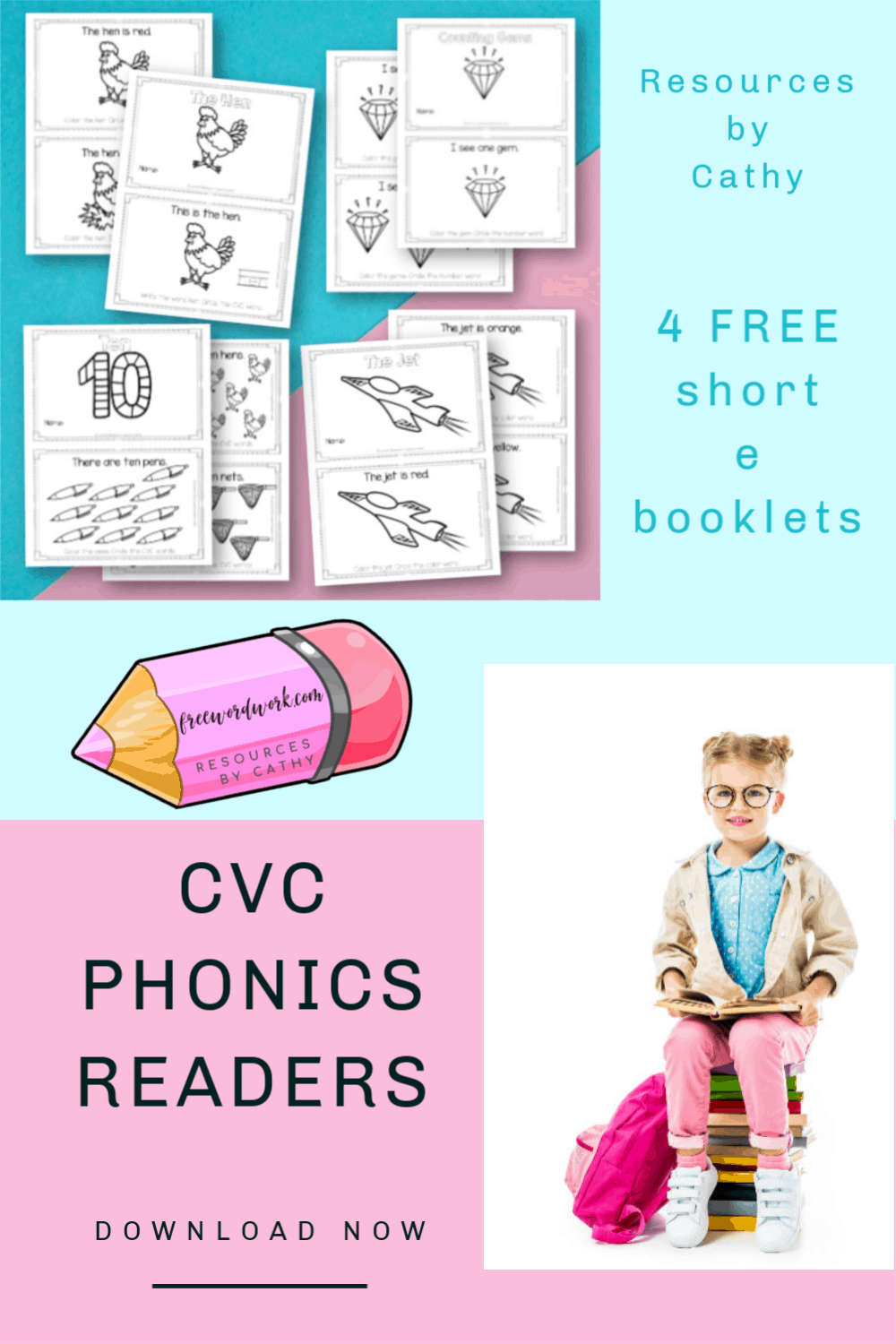 Phonics Readers: CVC Short E - Free Word Work