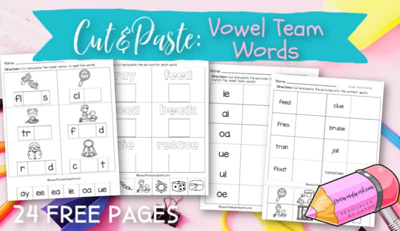Vowel Teams Cut & Paste Practice - Free Word Work