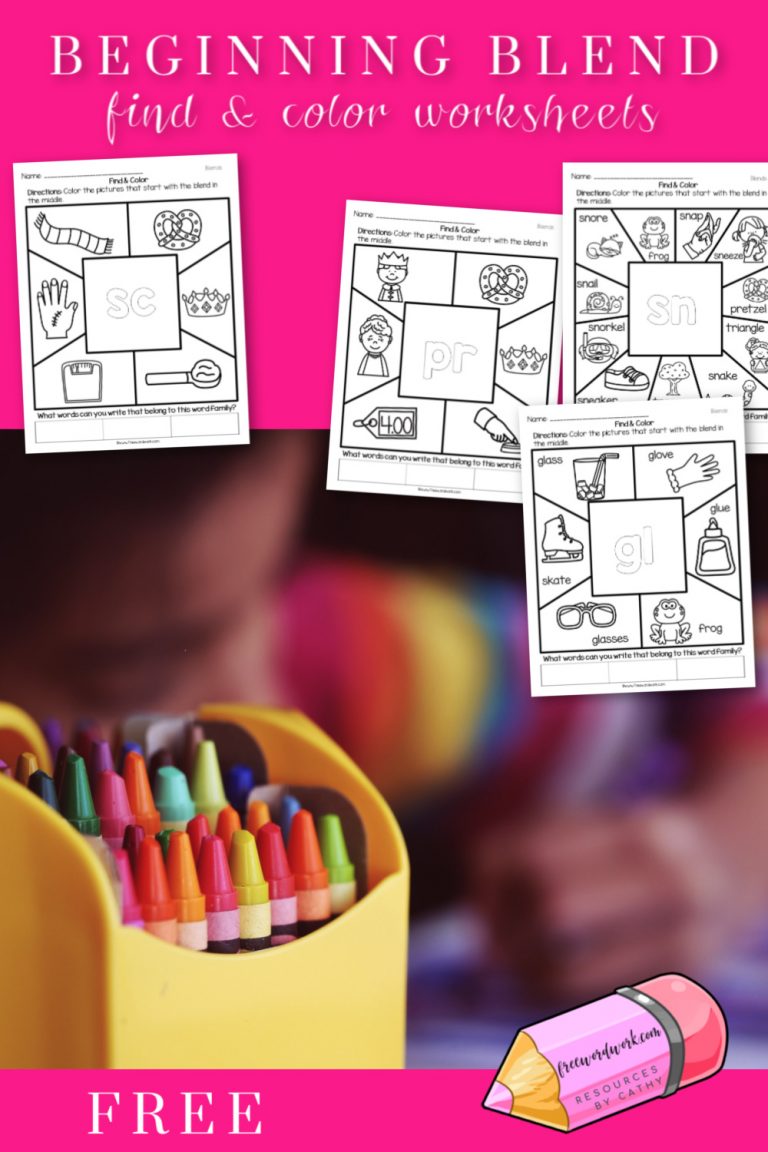 Beginning Blend Find & Color Worksheets - Free Word Work