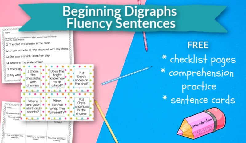 Beginning Digraphs Fluency Sentences - Free Word Work