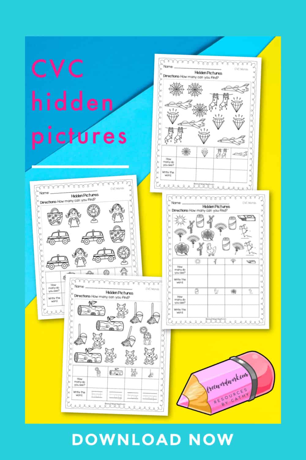 CVC Hidden Pictures - Free Word Work