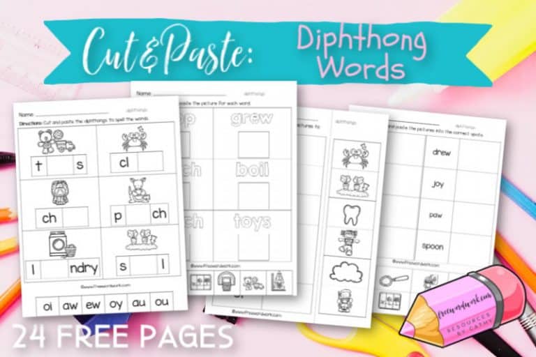 Diphthong Cut & Paste Practice - Free Word Work a