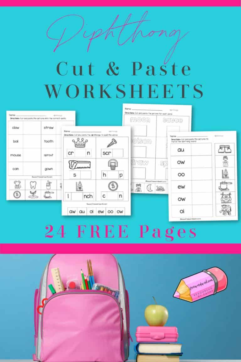 Diphthong Cut & Paste Practice - Free Word Work a