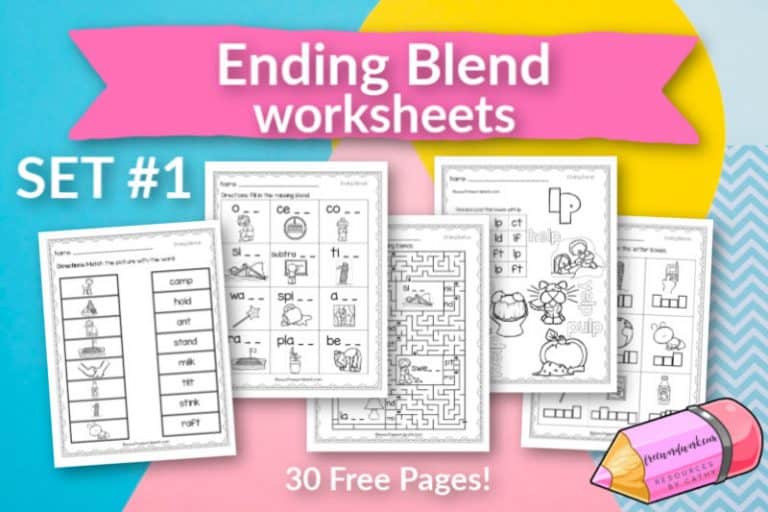 Ending Blend Worksheets Set 1 - Free Word Work