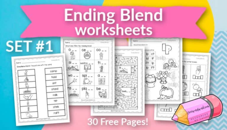 Ending Blend Worksheets Set 2 - Free Word Work