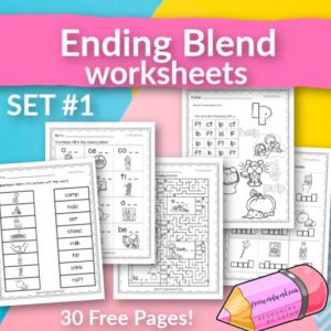 Ending Blends Cut & Paste Set #1 - Free Word Work