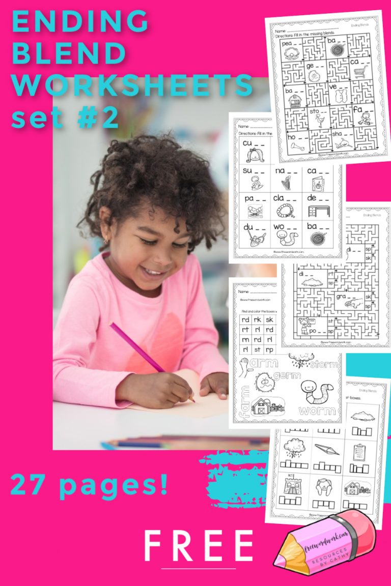 Ending Blend Worksheets Set 2 - Free Word Work