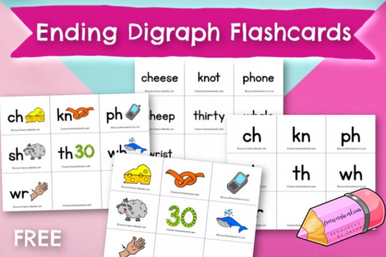 Ending Digraph Flashcards - Free Word Work