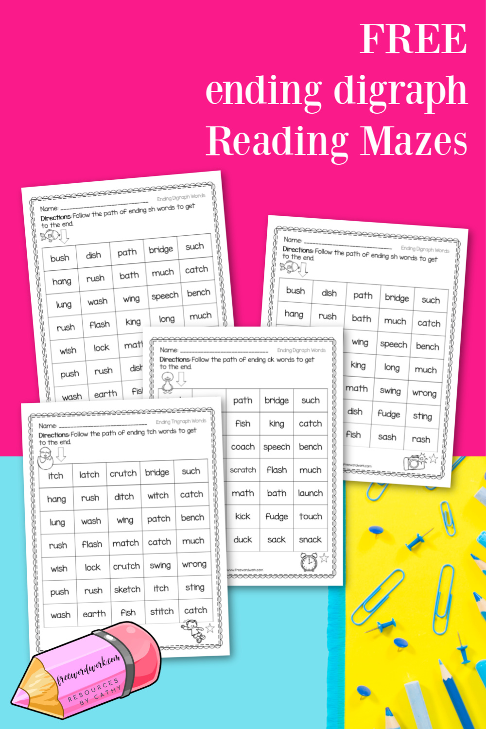 Reading Mazes: Ending Digraph Paths - Free Word Work