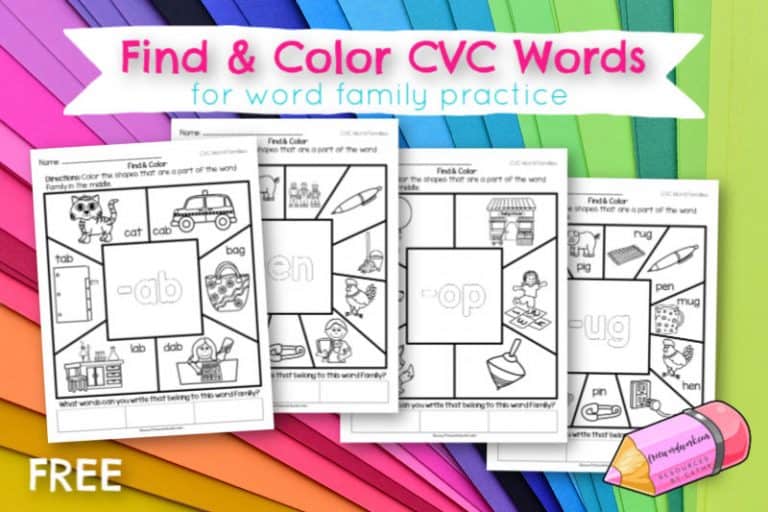 CVC Find & Color Worksheets - Free Word Work