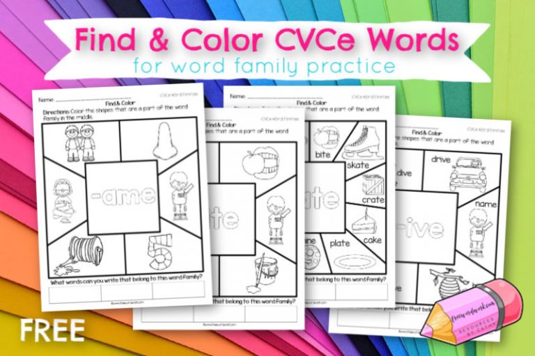 CVCe Find & Color Worksheets - Free Word Work