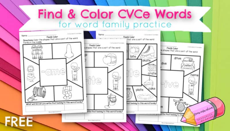 CVCe Find & Color Worksheets - Free Word Work