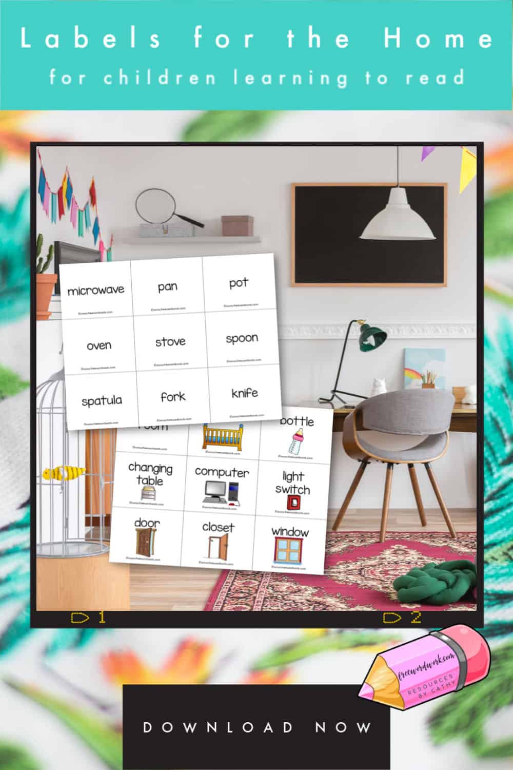 Labels for the Home - Free Word Work