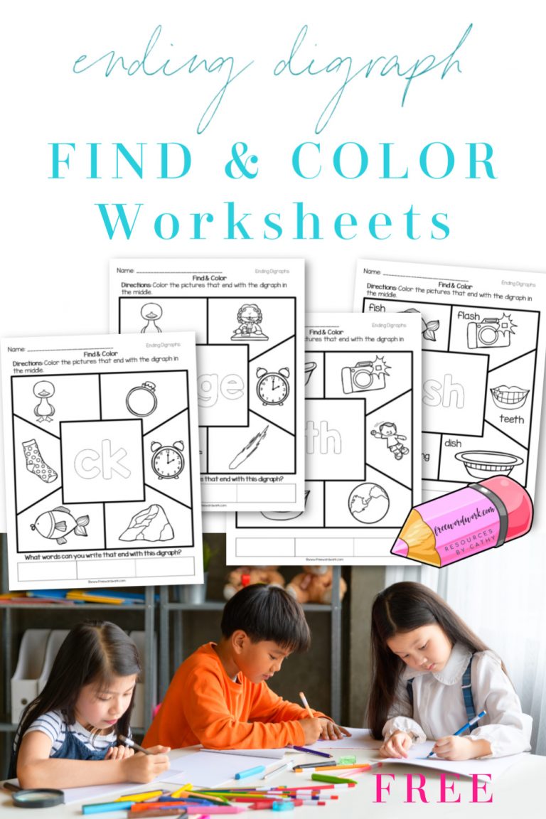 Ending Digraph Find & Color Worksheets - Free Word Work