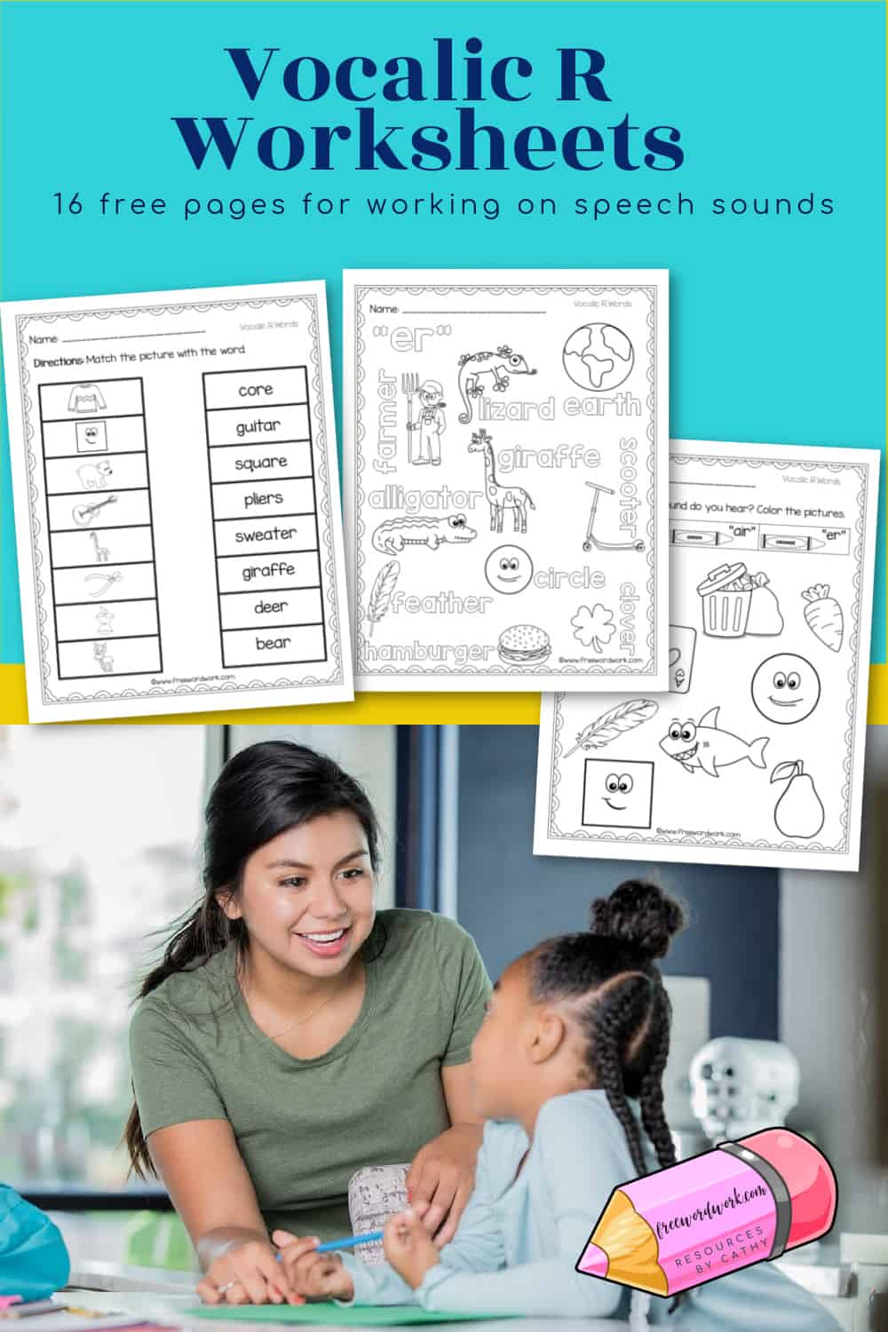 Vocalic R Worksheets for Speech - Free Word Work