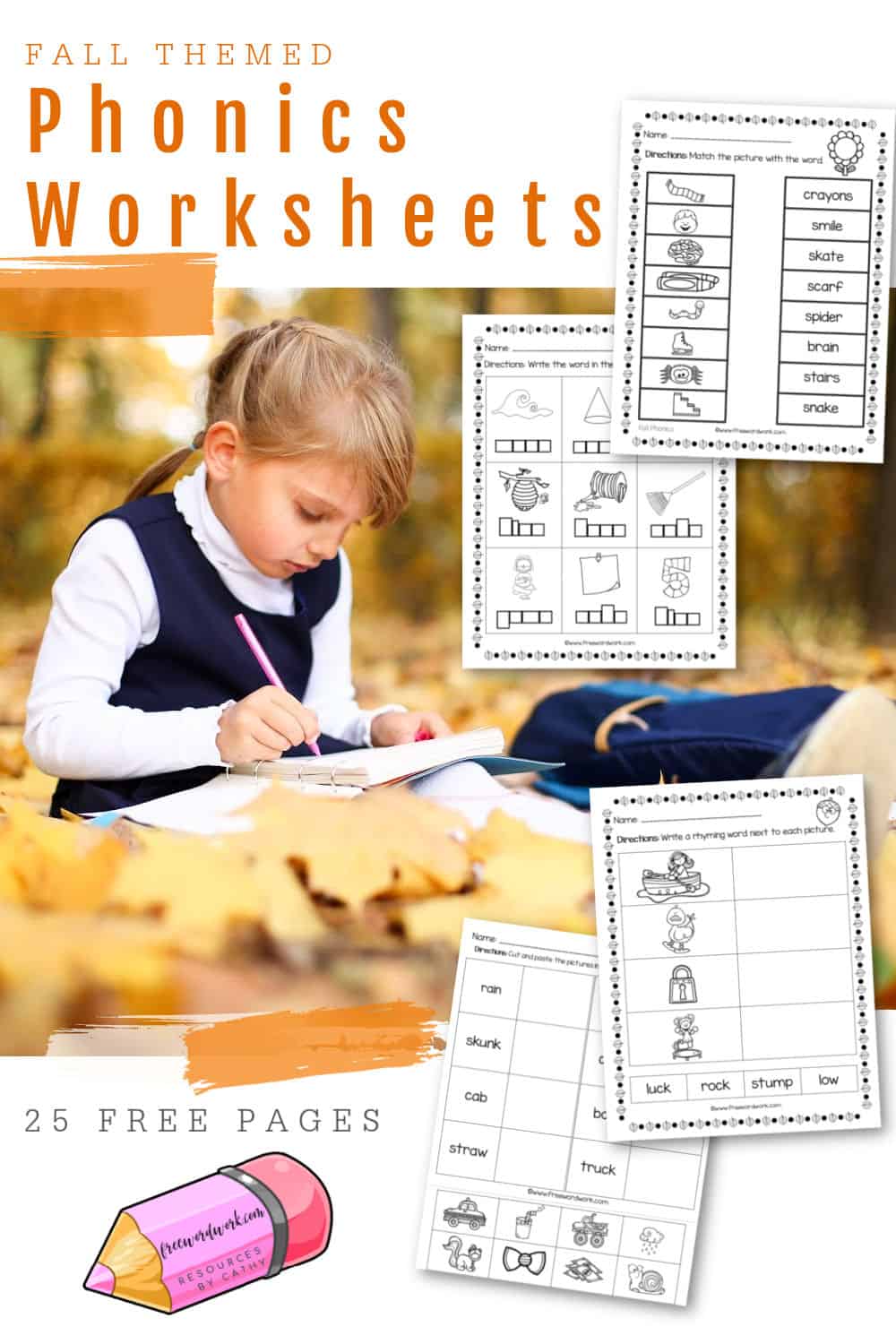 Fall Phonics Worksheets - Free Word Work