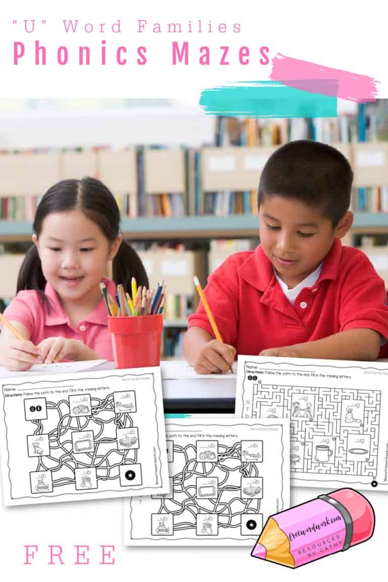 "U" Word Family Mazes - Free Word Work