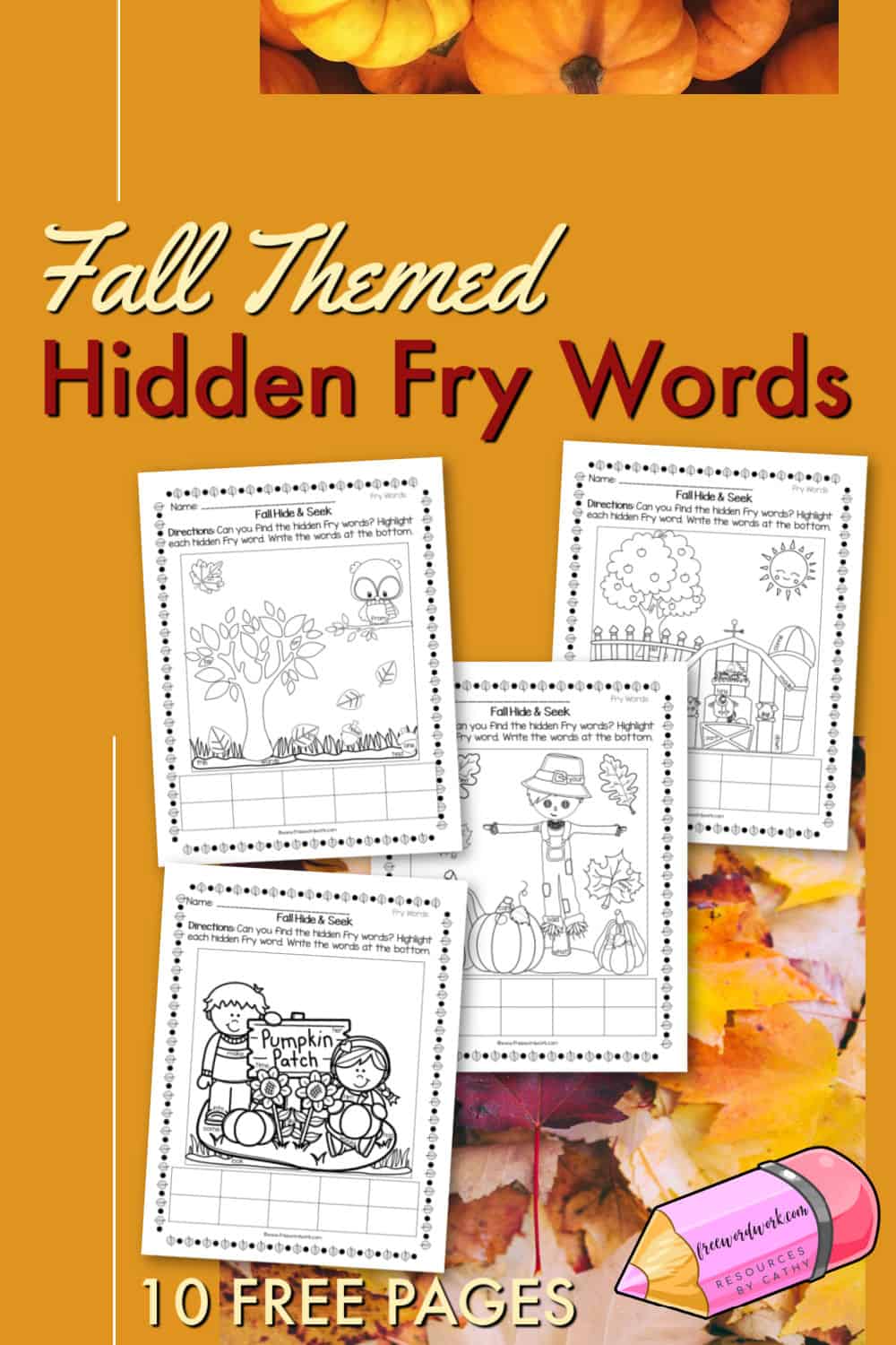 Fall Hidden Fry Words - Free Word Work