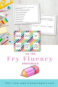 Fry Fluency Sentences - 1st 100 - Free Word Work