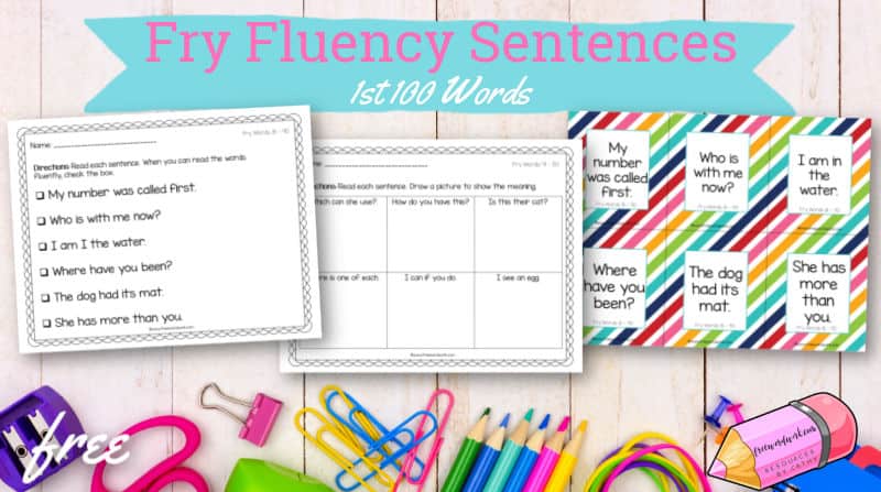 Fry Fluency Sentences - 1st 100 - Free Word Work