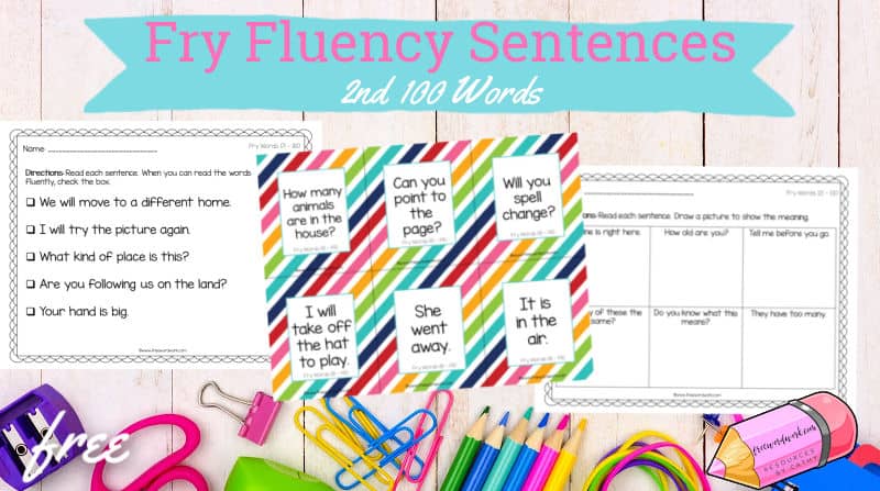 Fry Fluency Sentences - 2nd 100 - Free Word Work