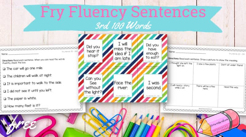 Fry Fluency Sentences - 3rd 100 - Free Word Work