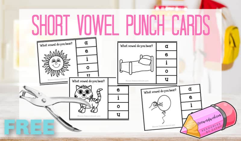 Short Vowel Punch Cards - Free Word Work
