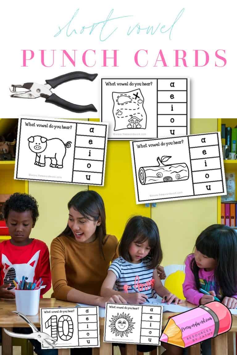 Short Vowel Punch Cards - Free Word Work