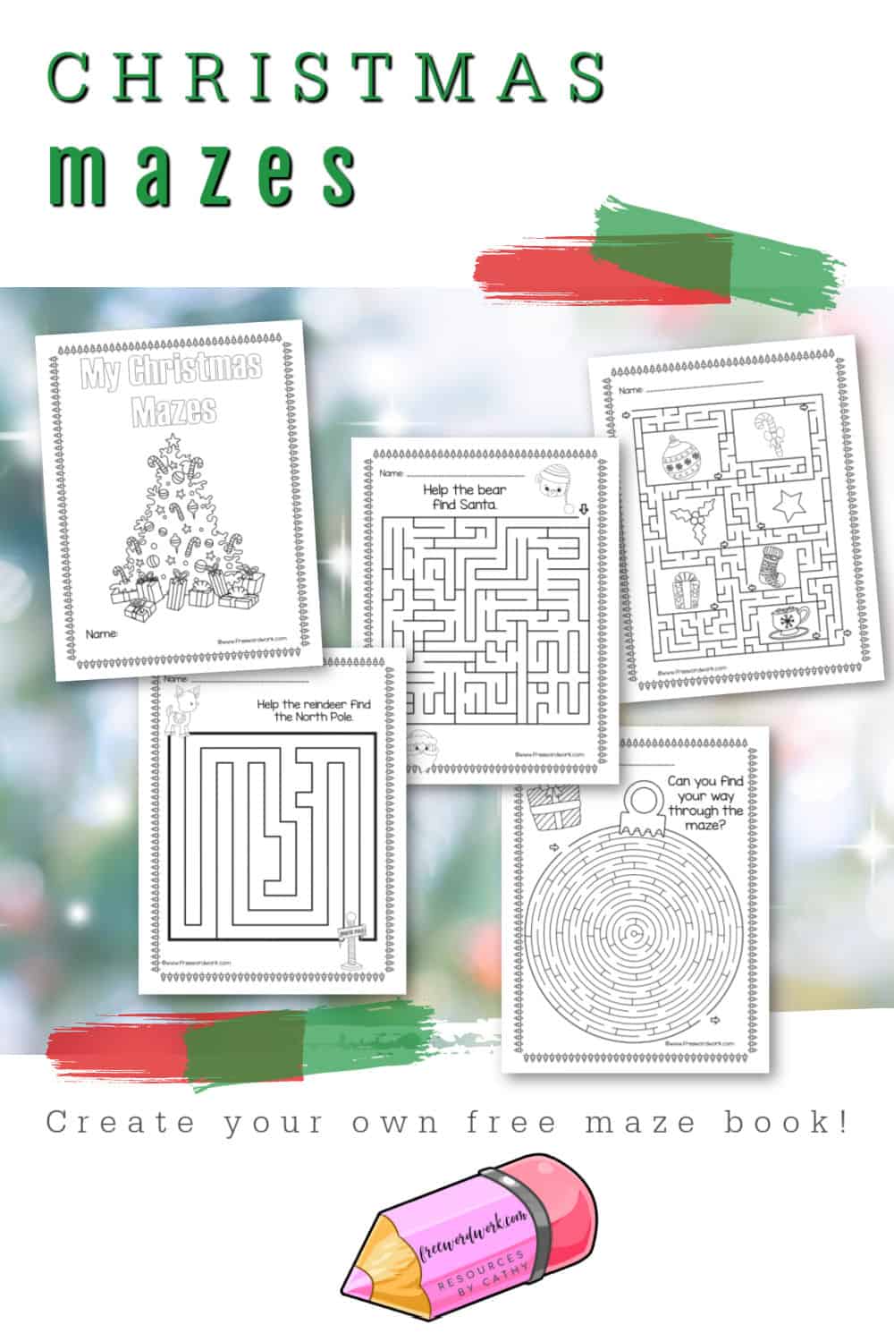 Christmas Mazes - Free Word Work