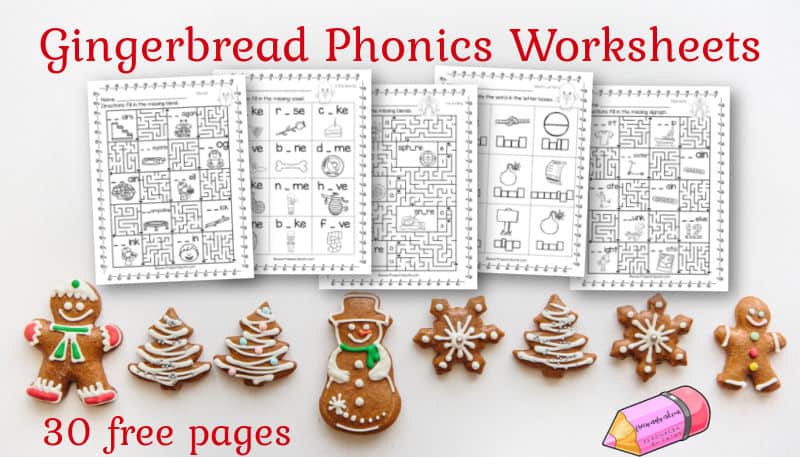 Gingerbread Phonics Worksheets - Free Word Work