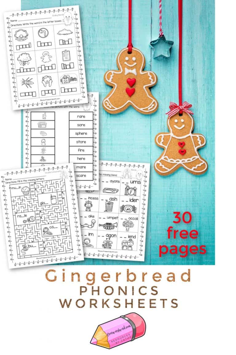 Gingerbread Phonics Worksheets - Free Word Work