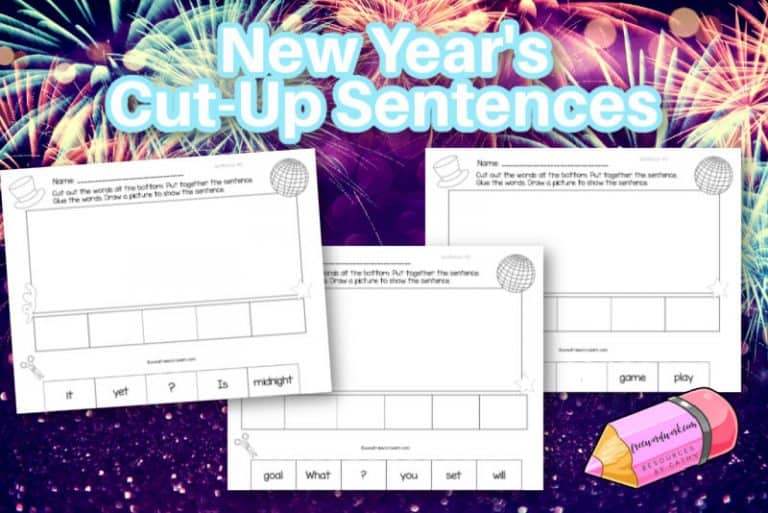 New Year's Cut-Up Sentences - Free Word Work