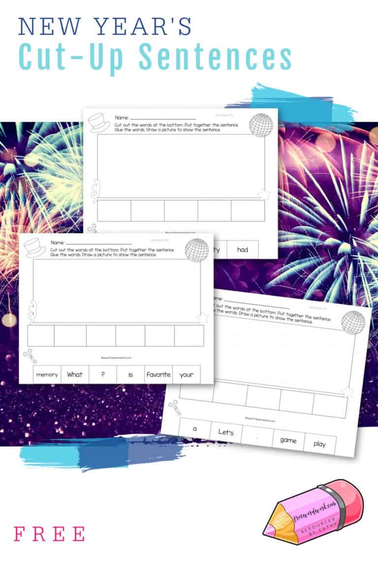 New Year's Cut-Up Sentences - Free Word Work